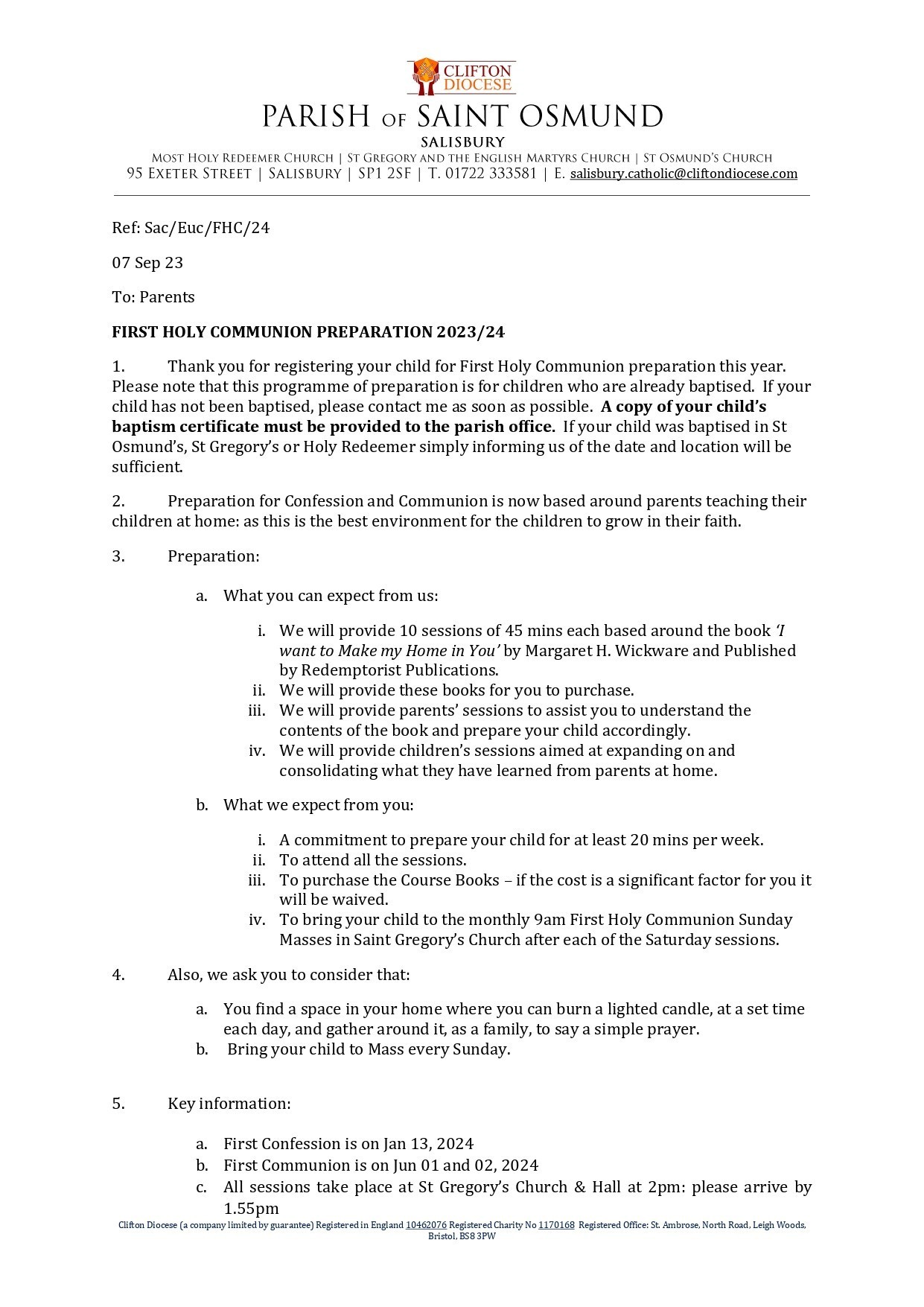 Holy Communion | Parish of St Osmund