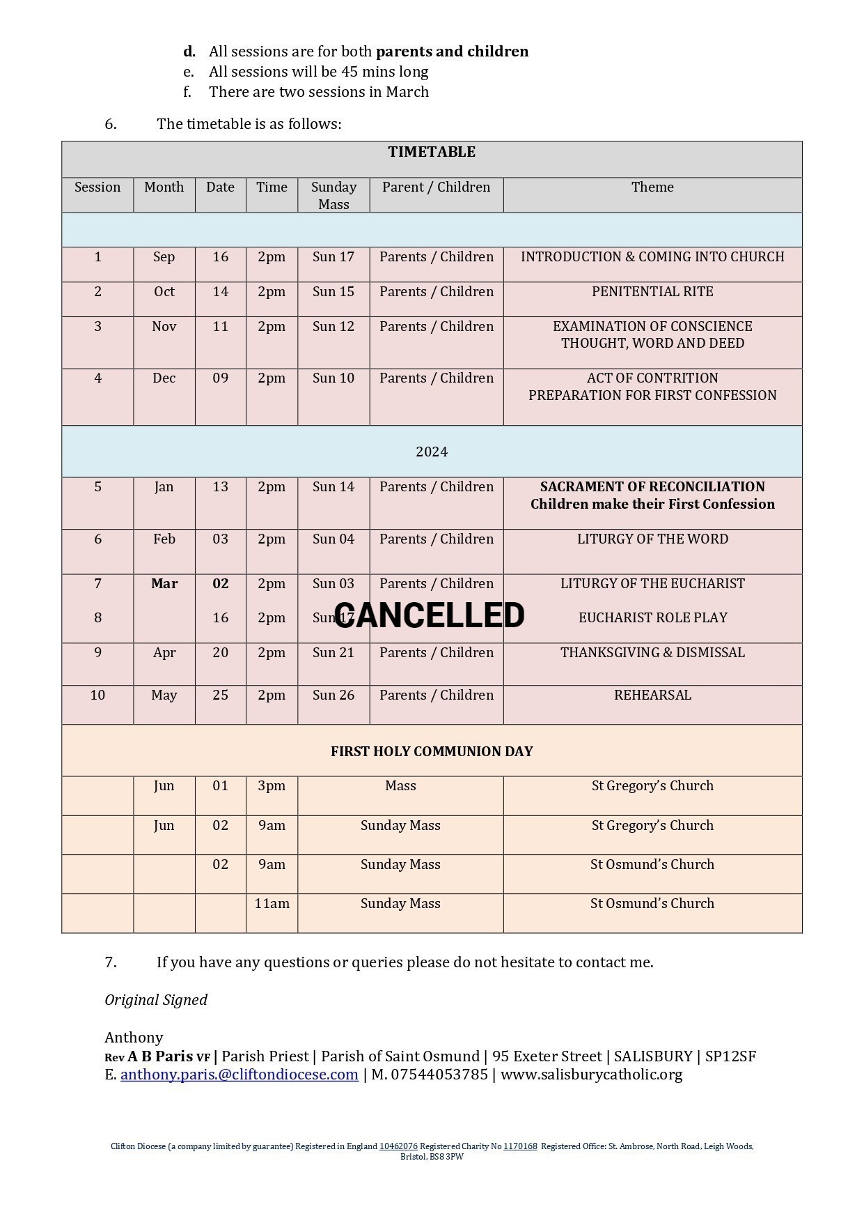 Holy Communion | Parish of St Osmund