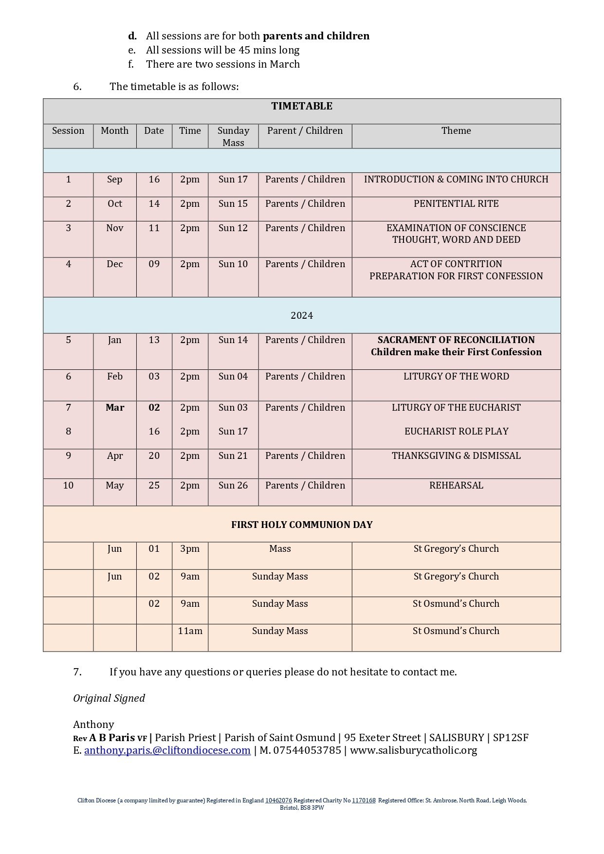 Holy Communion | Parish of St Osmund